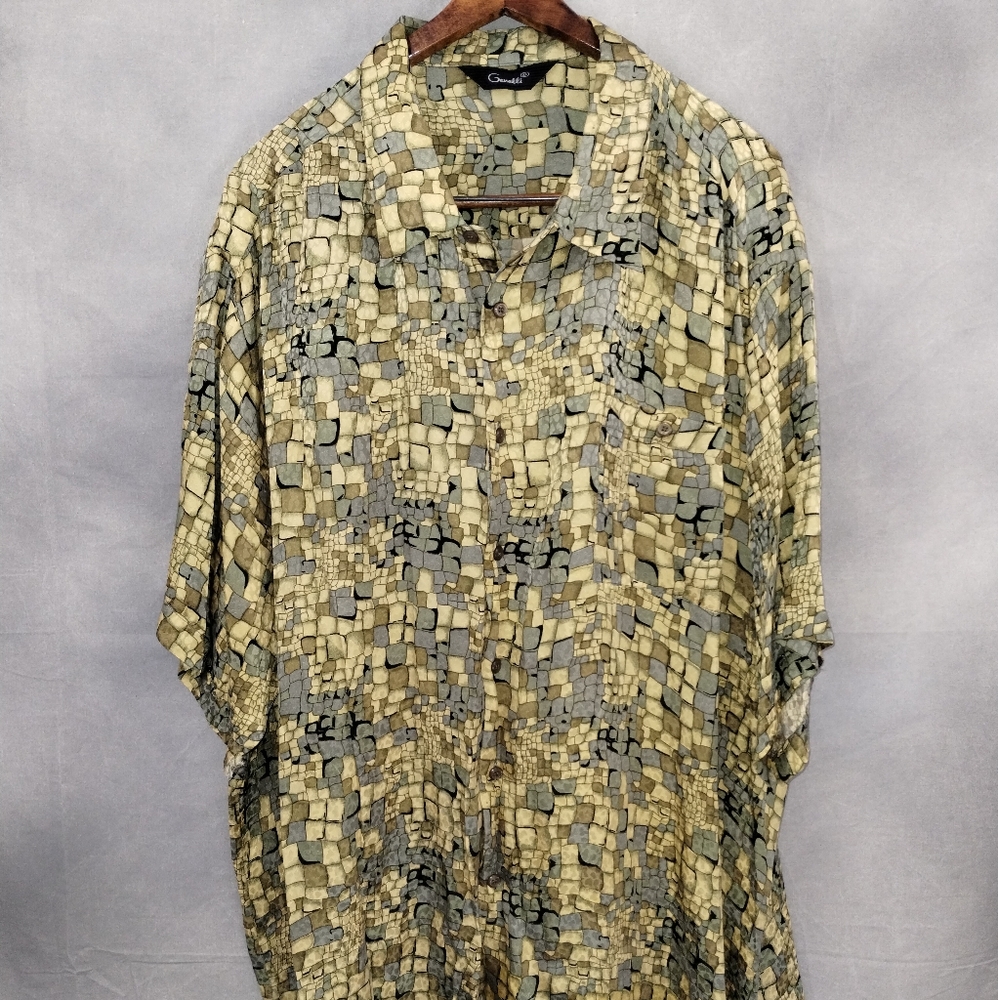 Vintage Genelli Crocodile Print Silk Button Front Cas… - Gem
